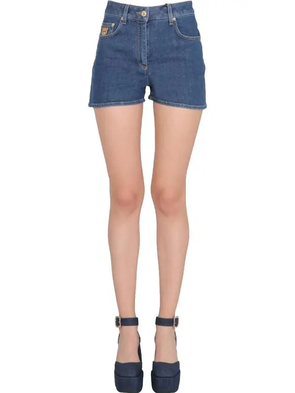 Moschino Bermuda With Embroidered Teddy - Blue