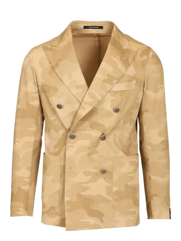 Tagliatore Double-breasted Camouflage Jacket - Green