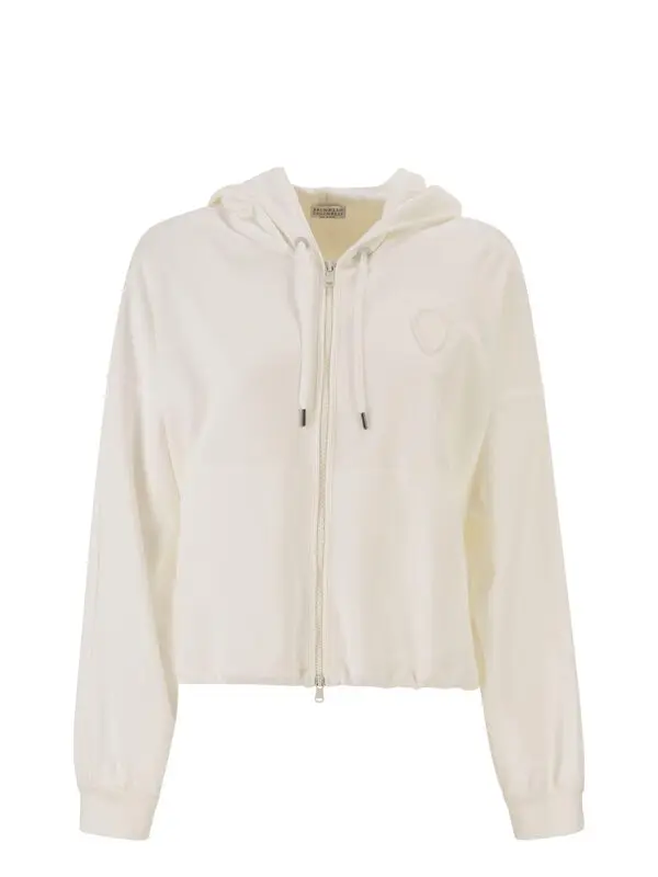 Brunello Cucinelli Technical Cotton Jersey Hooded Zip-up Sweatshirt - White
