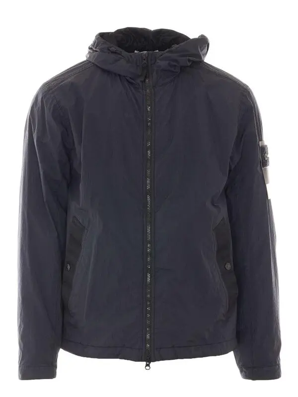 Stone Island Garment Dyed Crinkle Reps Ny Logo Jacket - Blue