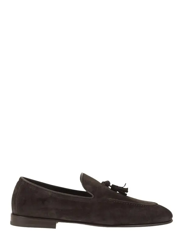 Brunello Cucinelli Suede Moccasins With Tassels - Brown