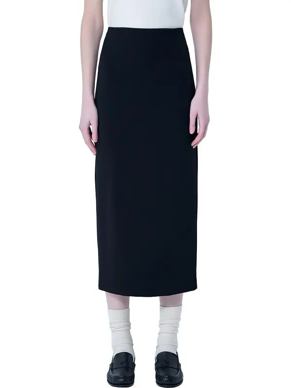 Max Mara Compact Crêpe Jersey Midi Skirt - Black
