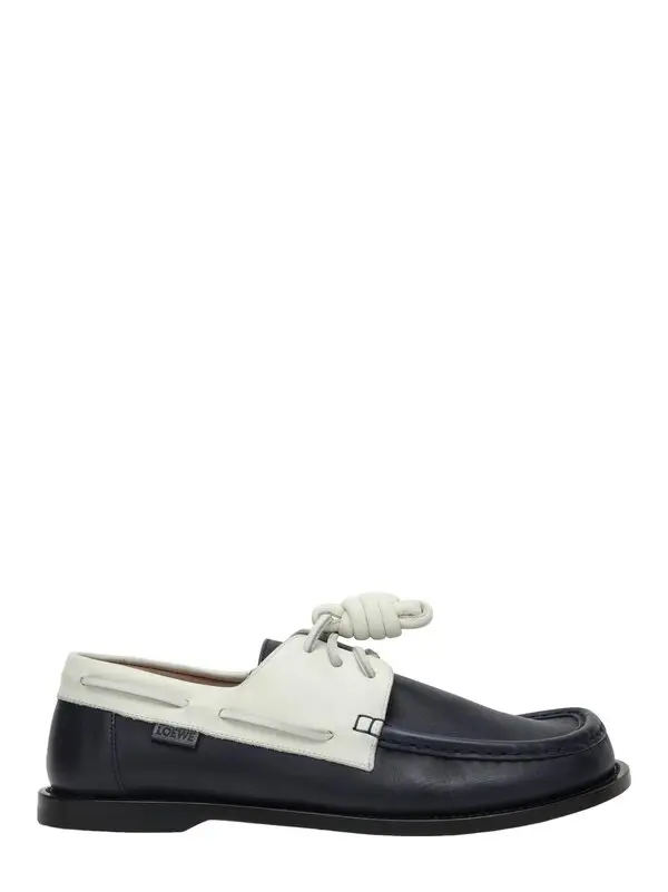 Loewe Campo Boat Shoe In Navy/white - Blue
