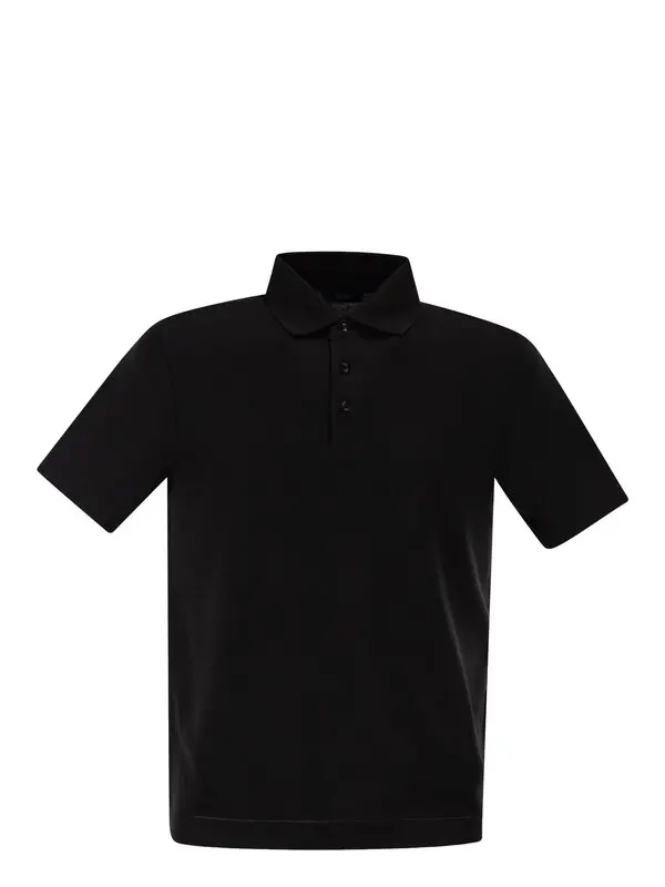 Herno Cotton Jersey Polo Shirt - Black