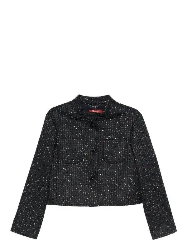 Max Mara Sequin Embellished Cropped Jacket - Blue