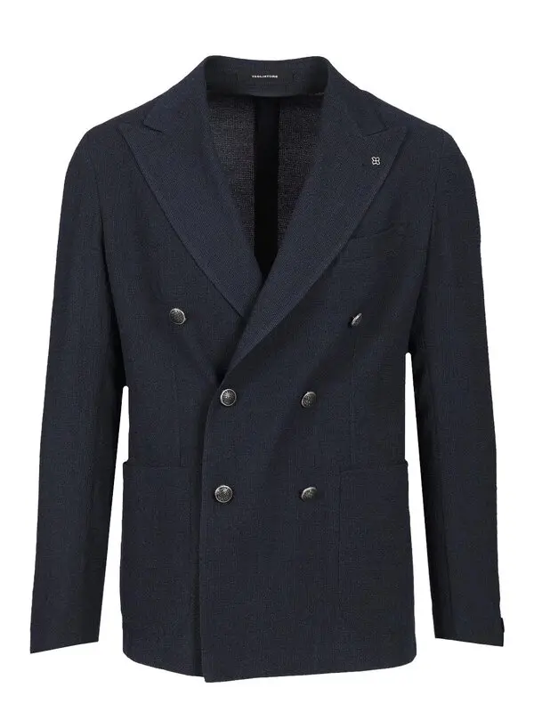 Tagliatore Wool Blend Crepe Blazer - Blue