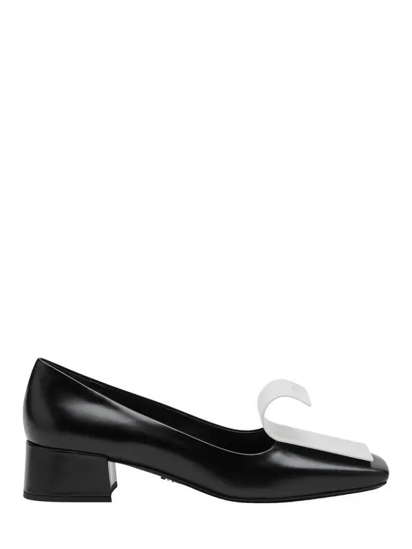 Prada And White Leather Decollete - Black