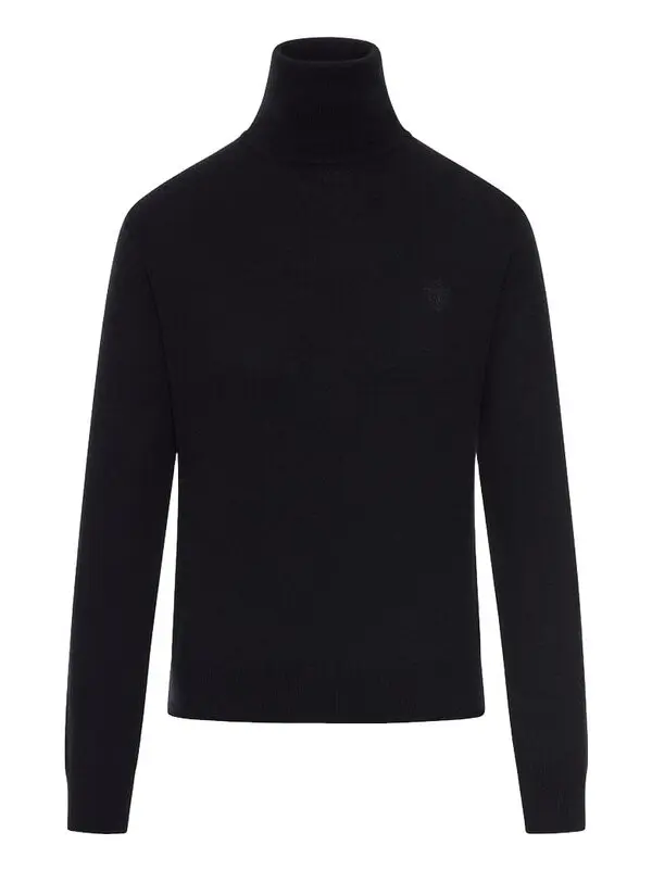 Gucci Wool Turtleneck With Embroidery - Black
