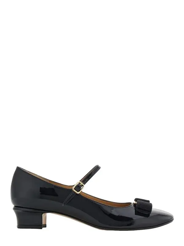 FERRAGAMO Patent Leather Mary Jane Shoes - Black