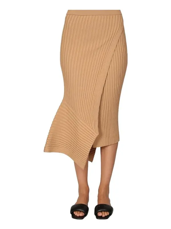 Stella McCartney Ribbed Midi Skirt - Cream