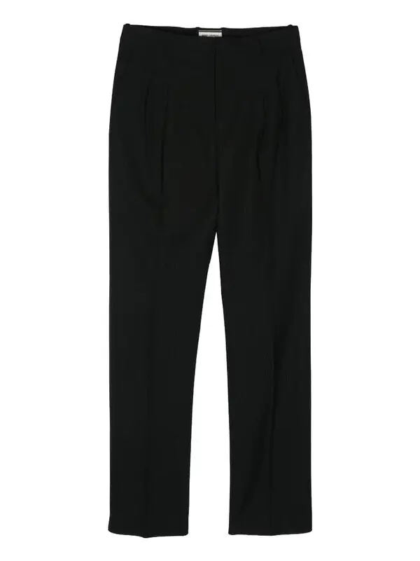 Saint Laurent Wool Blend Metallic Stripe Trousers - Black