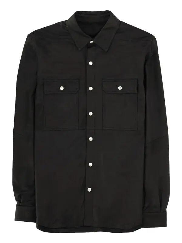 Rick Owens Leather Shirt Jacket - Black
