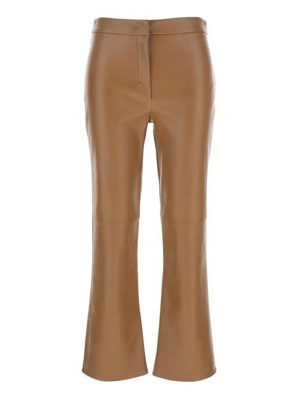 Max Mara S 'sublime' Flared Pants In Ecoleather - Brown