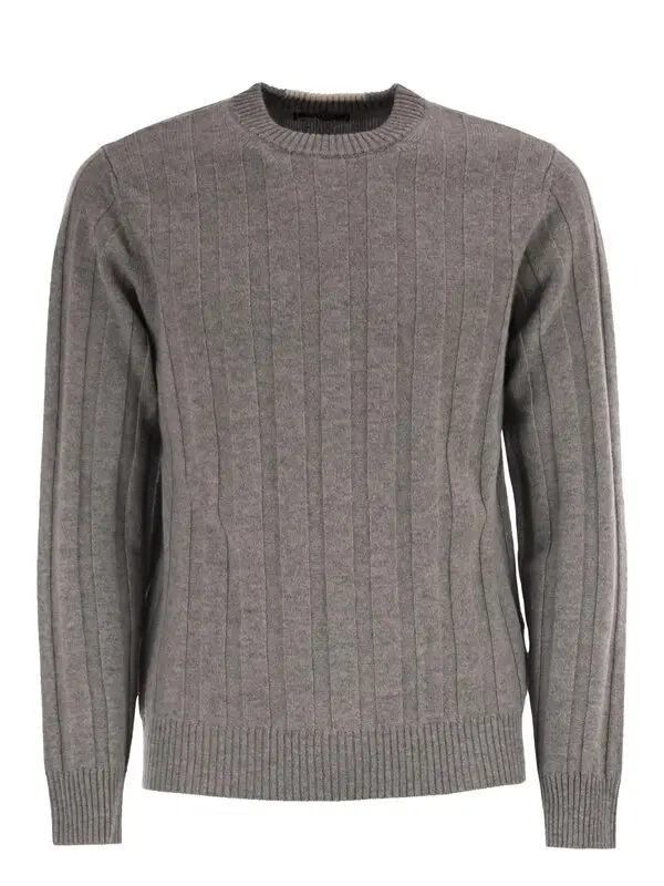 Peserico Wool And Cashmere Ribbed Jumper - Gray