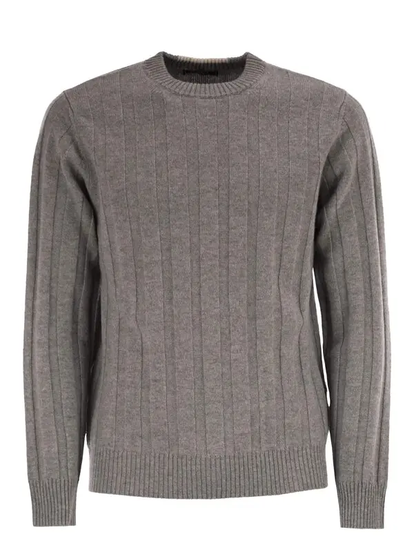 Peserico Wool And Cashmere Ribbed Jumper - Gray