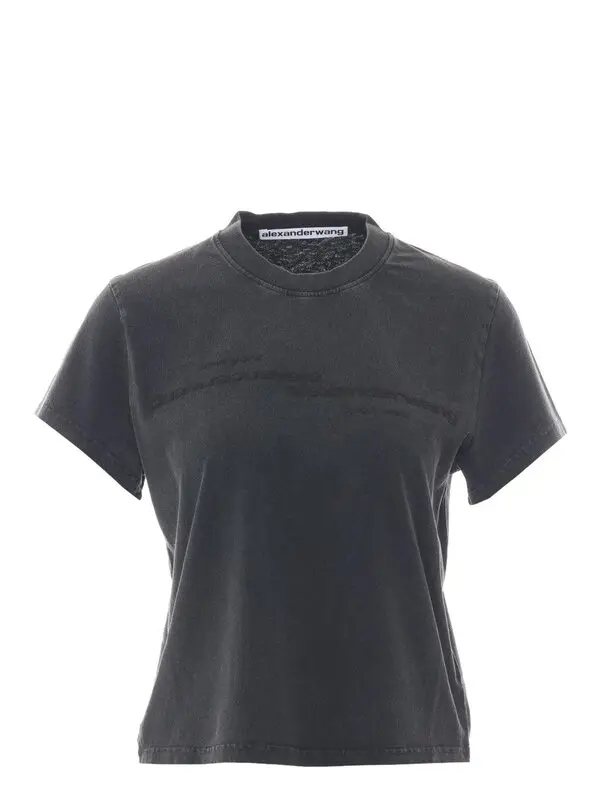 Alexander Wang Shrunken Mirrored Logo T-shirt - Black