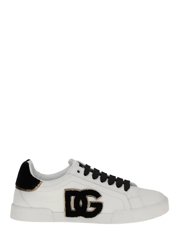Dolce & Gabbana Leather Sneakers With Logo - White