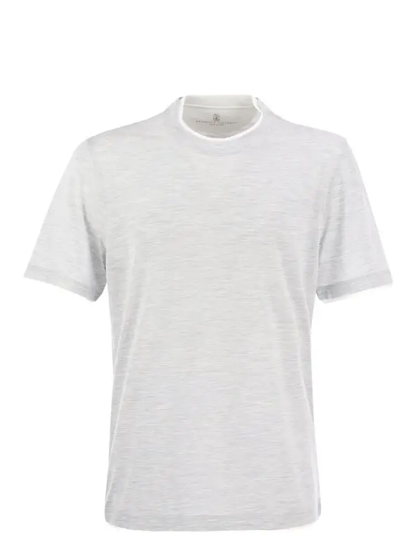 Brunello Cucinelli Slim Fit Crew-neck T-shirt In Lightweight Cotton Jersey - Cream