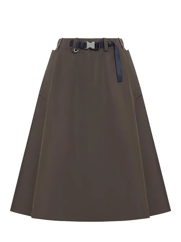 Prada Wide Skirt In Technical Canvas - Green