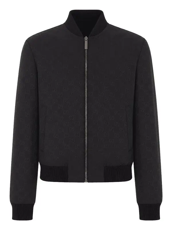 Gucci Lightweight Silk Faille Reversible Zipper Jacket - Black