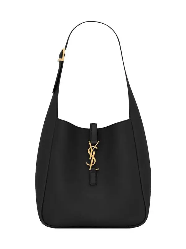 Saint Laurent Le 5 À 7 Supple Small In Hammered Leather - Black