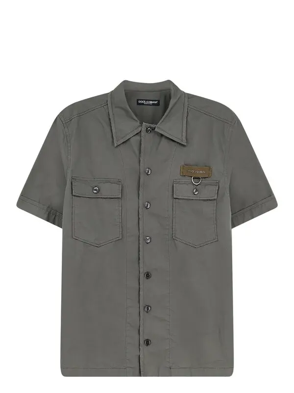 Dolce & Gabbana Cotton Shirt With Logo Patch - Multicolor