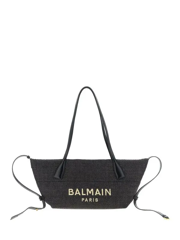 Balmain Track Small Raffia Tote Bag - Multicolor