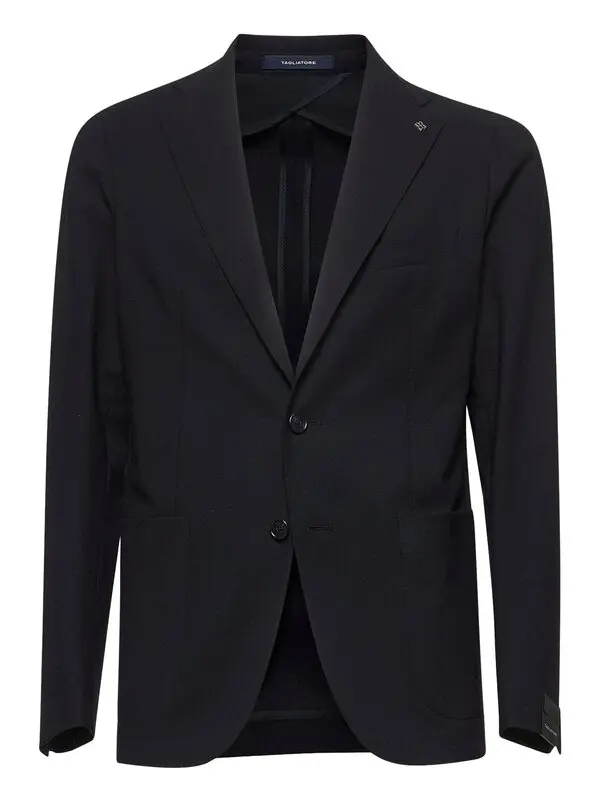 Tagliatore Blue Stretch Virgin Wool Montecarlo Blazer - Multicolor