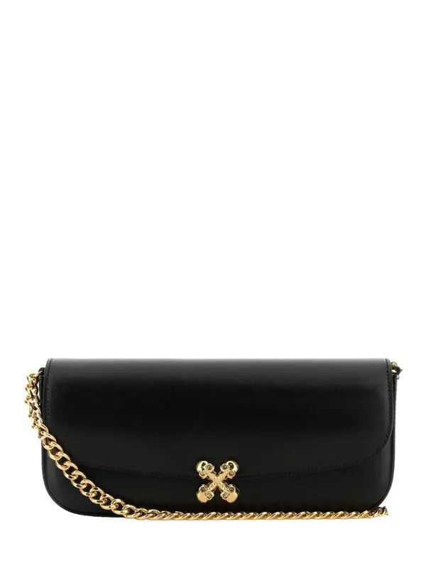 Alexander McQueen Leather Skull Flower Crossbody Bag - Black