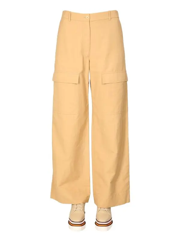 Stella McCartney Wide Leg Cargo Trousers - Cream