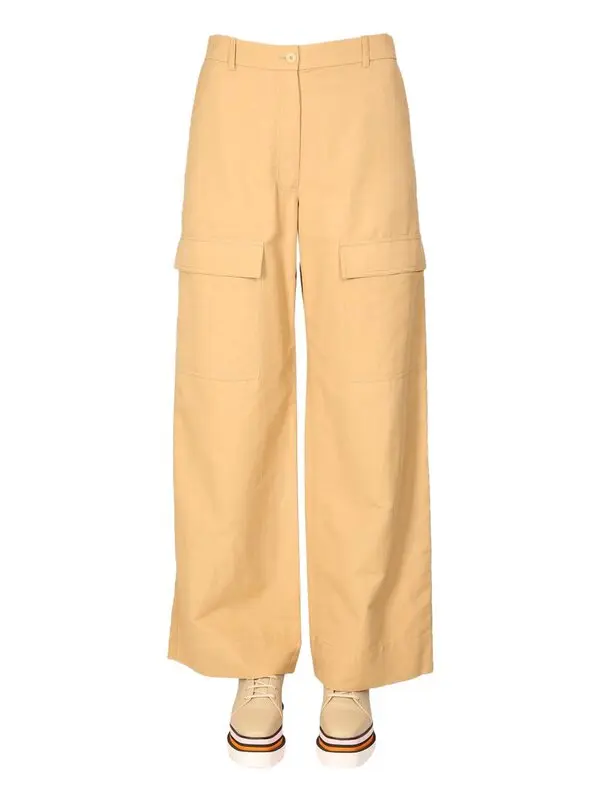 Stella McCartney Wide Leg Cargo Trousers - Cream