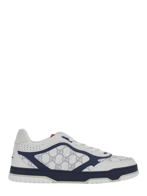 Gucci Re-web Low Top Sneakers In Leather With Gg Motif - Multicolor