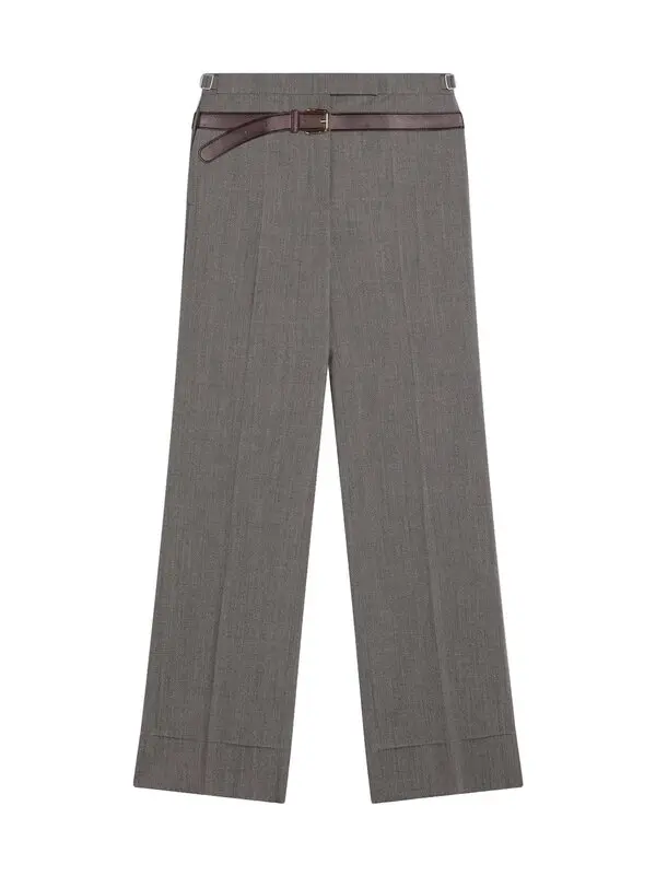 Prada Wool Blend Trousers With Printed Belt - Brown