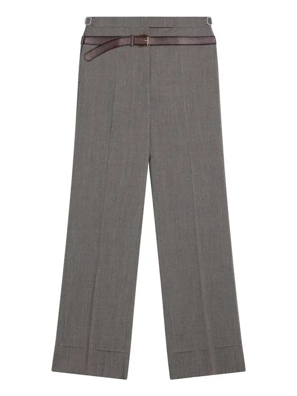 Prada Wool Blend Trousers With Printed Belt - Brown