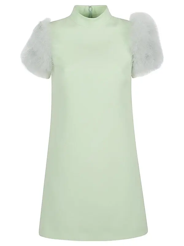 Valentino Garavani Feathered Wool And Silk Dress - Multicolor