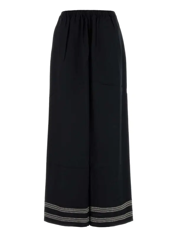 BODE Viscose Mathilde Wide-leg Trousers - Black