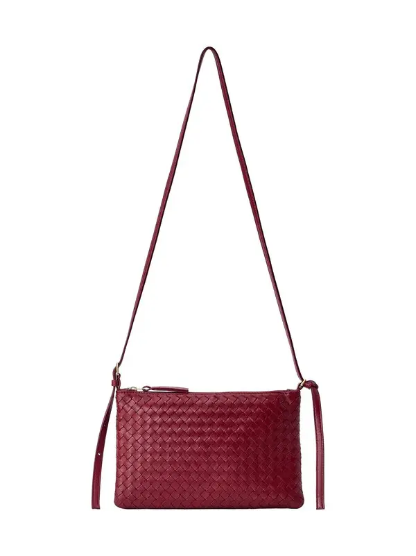 Bottega Veneta Intrecciato Woven Leather Pouch - Red