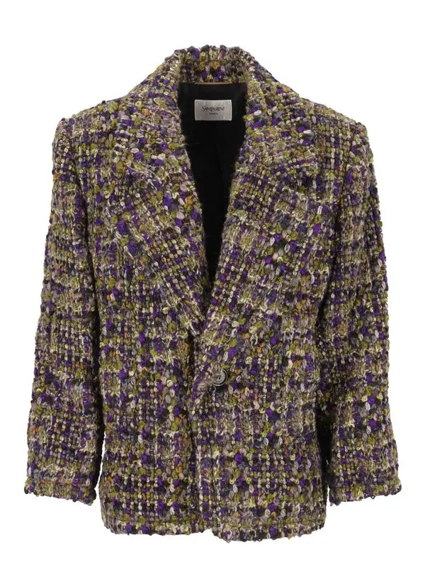 Saint Laurent Wool Tweed Single-breasted Blazer - Multicolor