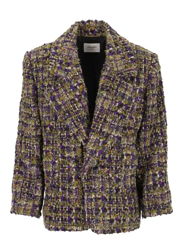 Saint Laurent Wool Tweed Single-breasted Blazer - Multicolor