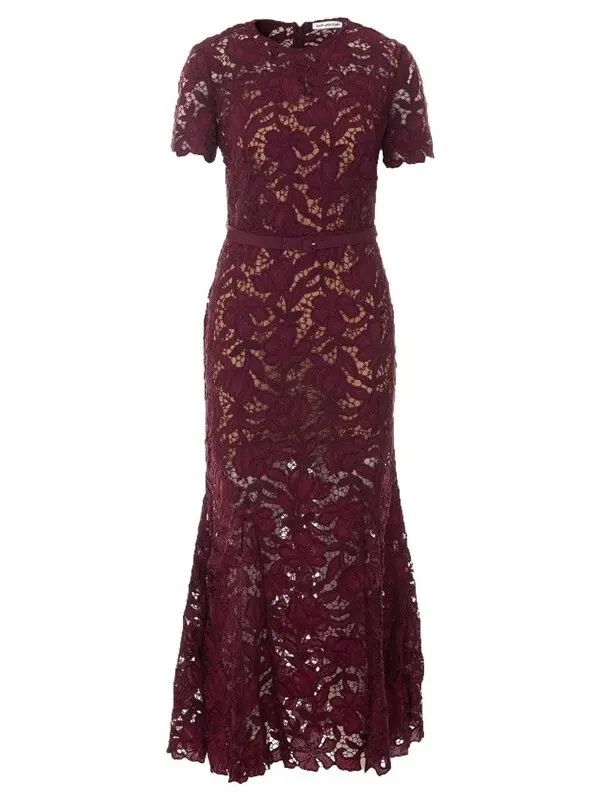 SELF-PORTRAIT Lace Midi Dress - Red