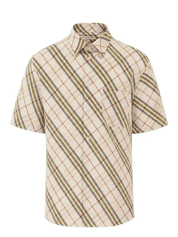Burberry Check Short Sleeves Shirt - Cream