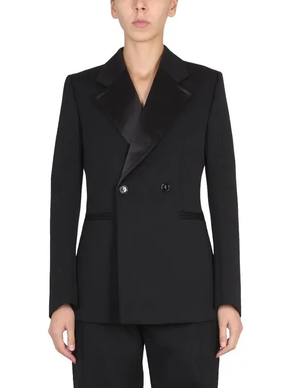 Bottega Veneta Wool Jacket With Satin Lapels - Black