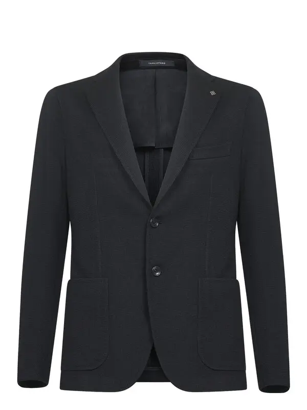 Tagliatore Black Jersey Montecarlo Single-breasted Blazer - Multicolor
