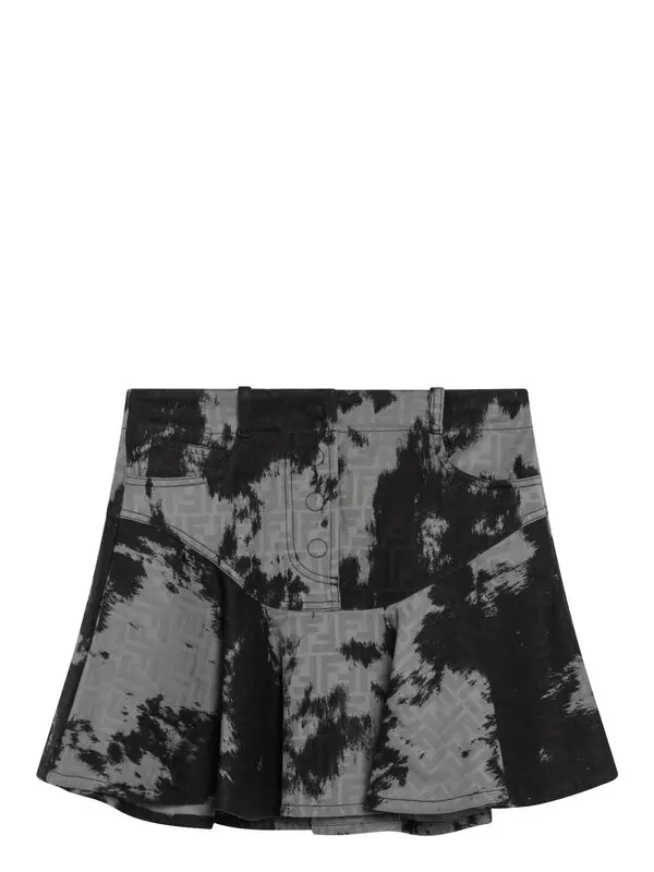 Fendi Ff Animalier Denim Skirt - Black