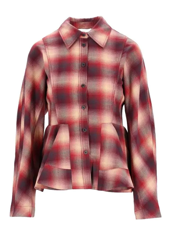 GANNI Checked Flannel Shirt - Red