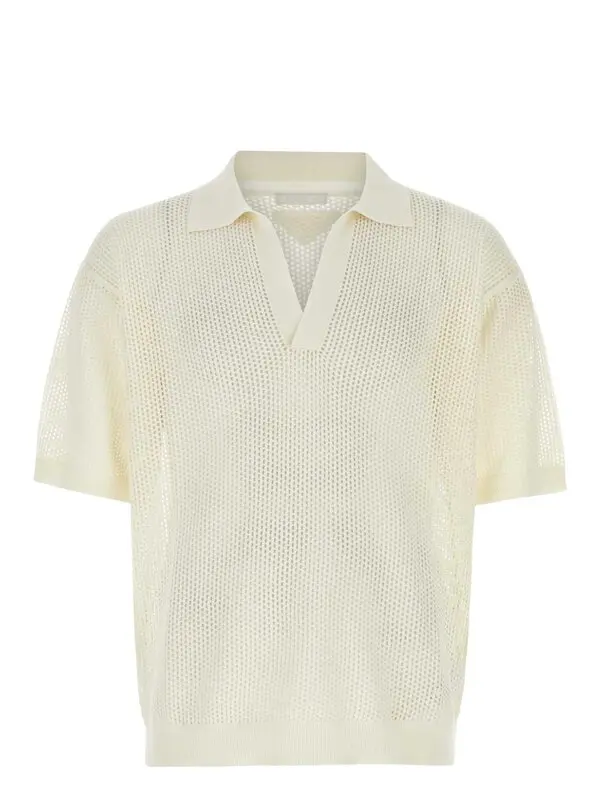 Prada Ivory Silk Blend Polo Shirt - Multicolor