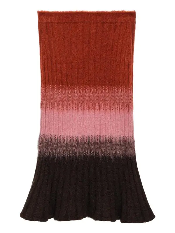 Fendi Multicoloured Mohair And Wool Skirt - Brown