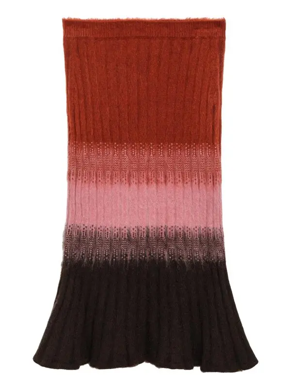 Fendi Mohair And Wool Midi Skirt - Brown