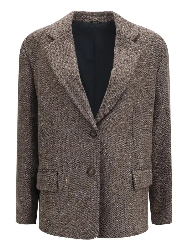 Brunello Cucinelli Single-breasted Virgin Wool Blend Jacket - Brown