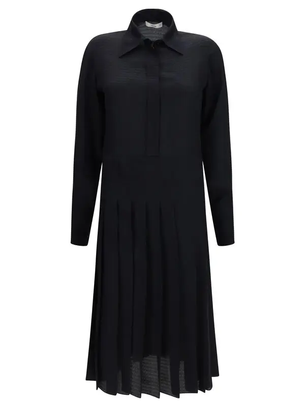 Fendi Long Jacquard Silk Dress - Black